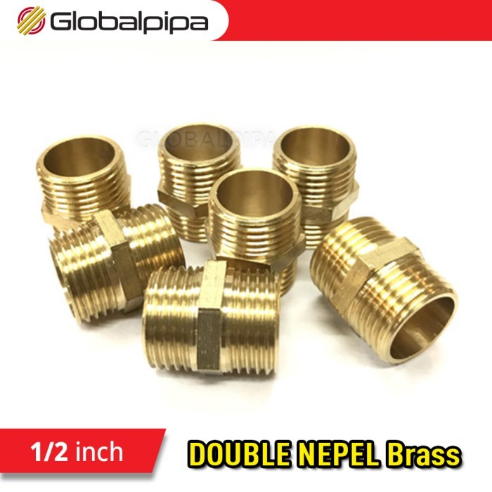 Jual DOUBLE NEPEL 1/2 Inch KUNINGAN / DOUBLE NIPPLE BRASS Sambungan Pipa Double Nepel Drat Luar ...