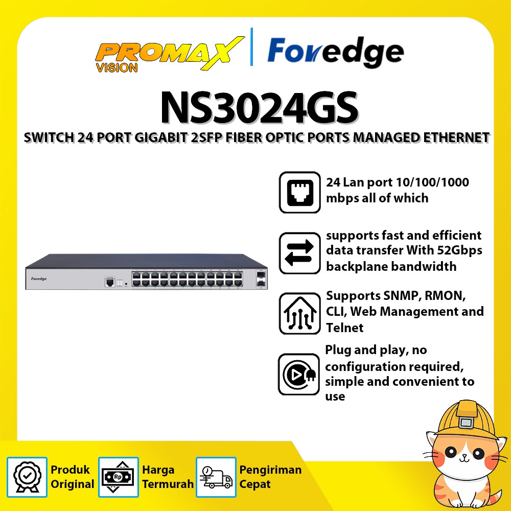 Jual FOREDGE NS3024GS SWITCH 24 PORT GIGABIT 2SFP FIBER OPTIC PORTS ...