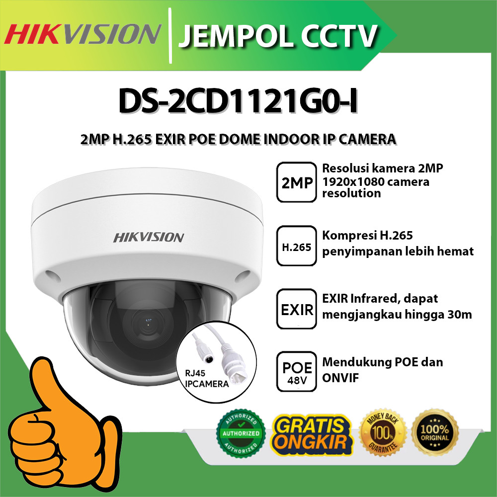 Jual HIKVISION DS-2CD1121G0-I 2MP H.265 EXIR POE DOME INDOOR IP CAMERA | Shopee Indonesia