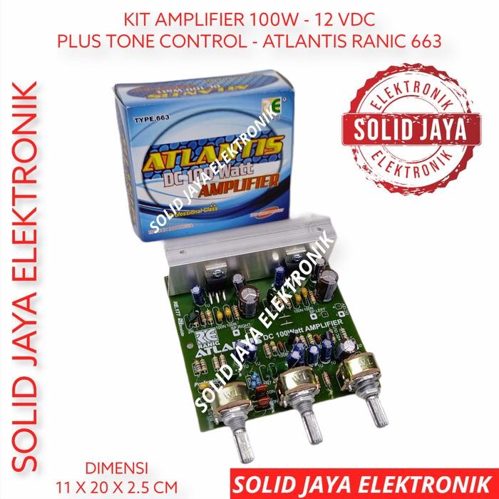 Jual KIT POWER AMPLIFIER 100W STEREO 12VDC 12 V VOLT ATLANTIS RANIC 663 ...