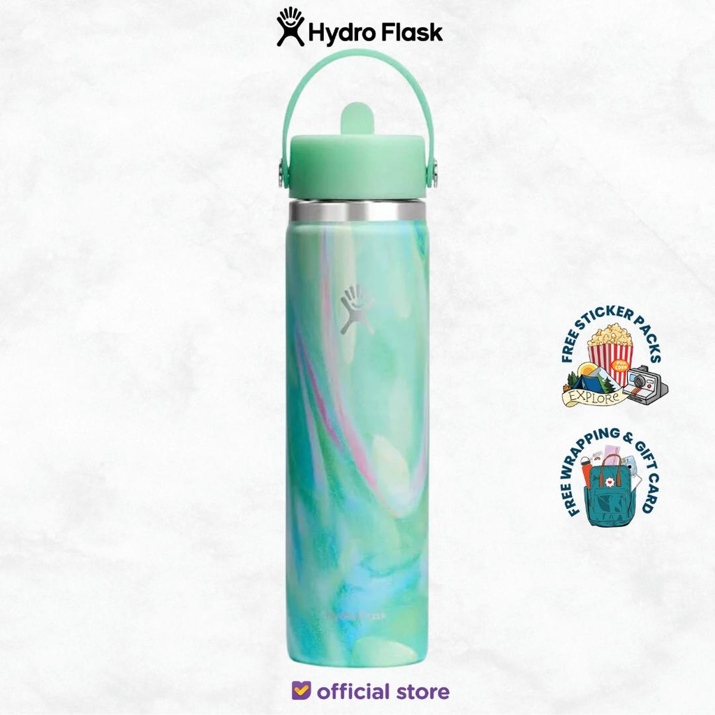 Jual Botol Hydro Flask Wide Mouth Flex Straw 24 oz / 710 ml Jelly Green ...
