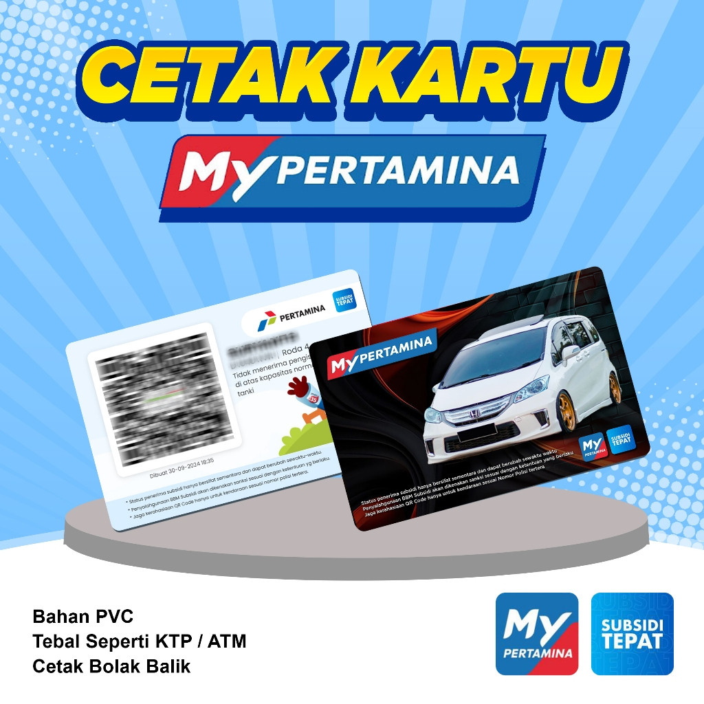 Jual Cetak Kartu My Pertamina bahan Pvc tebal / cetak barcode pertamina/ Custom Foto/Gambar ...