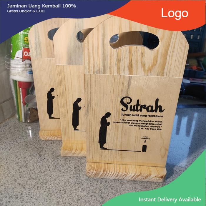 Jual sutrah penanda batasan shaf shalat sablonan bahan kayu pinus ...