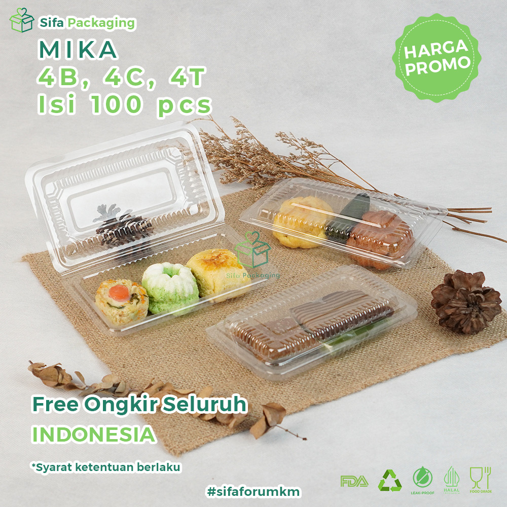 Jual Mika Plastik 4B 4C 4T Isi 100 Pcs Mika wadah Kue Basah Jajanan ...