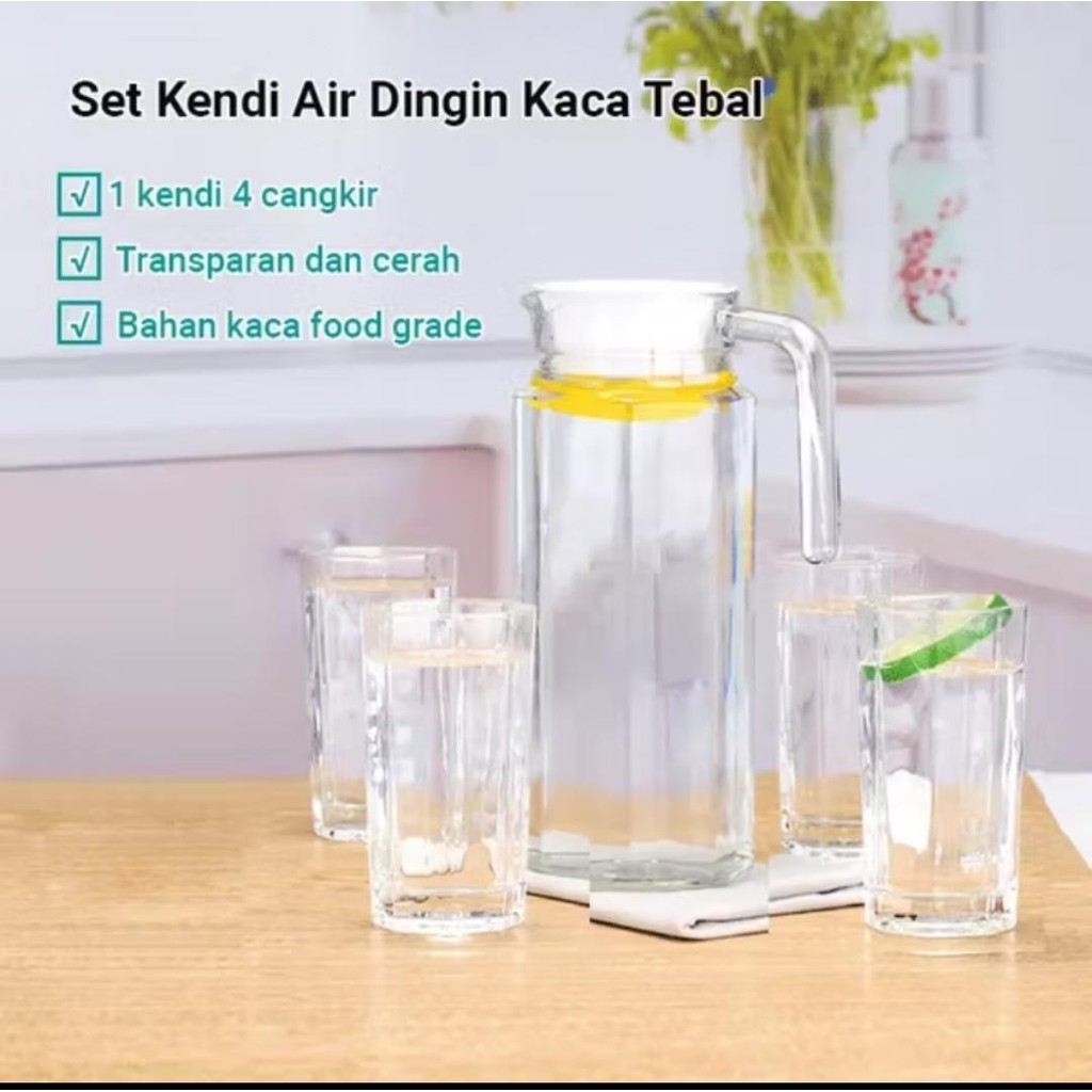 Jual Mehaa Teko Besar 1000ml + 4 Cangkir 280ml Set Minuman Segi Delapan ...