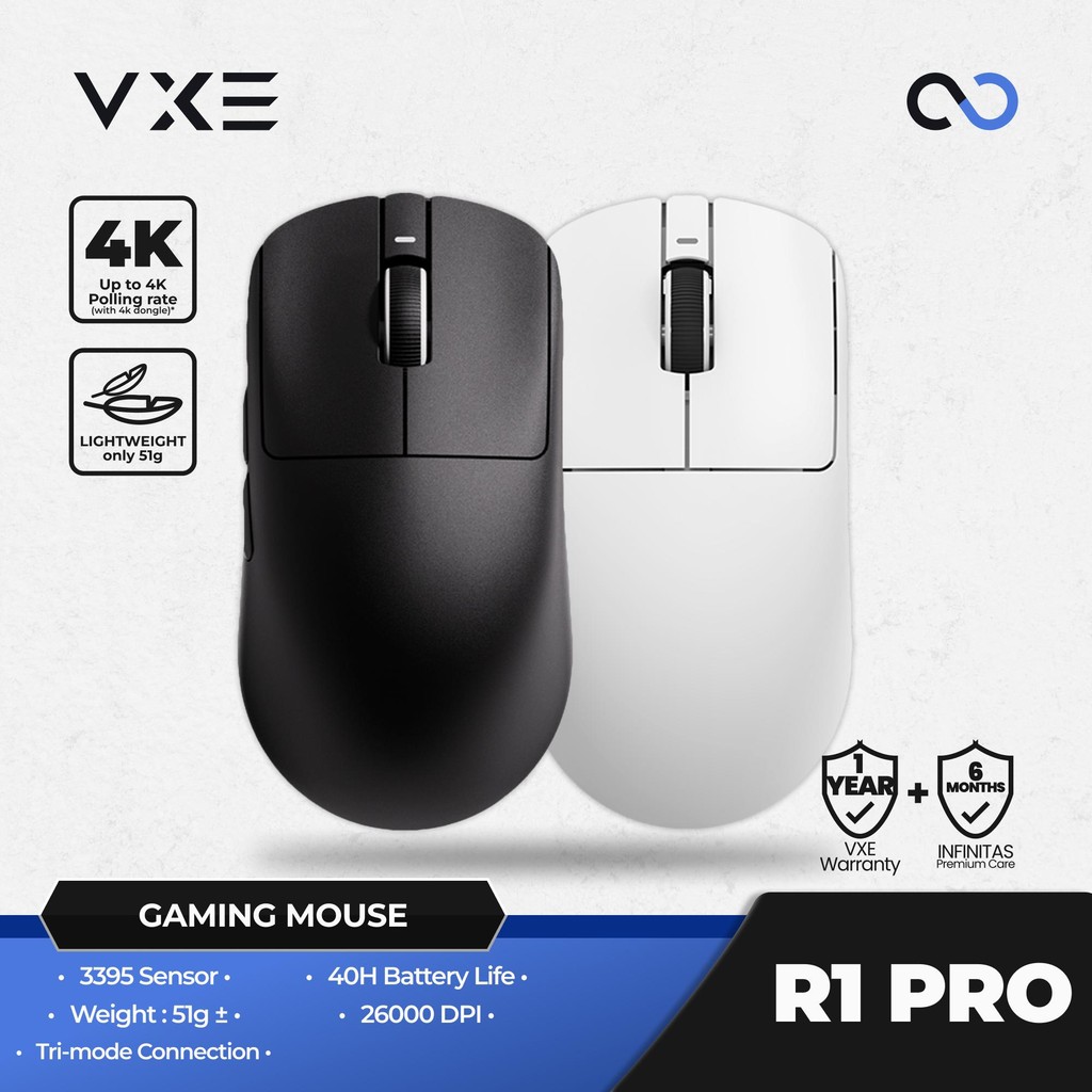 Jual VXE R1 PRO 4K Wireless Light Weight PAW3395 Gaming Mouse | Shopee ...