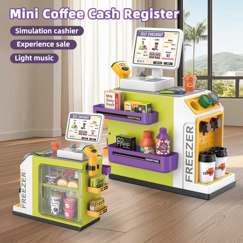 Jual Mini Pretend Play ildren's toy supermarket shopping counter coffee ...