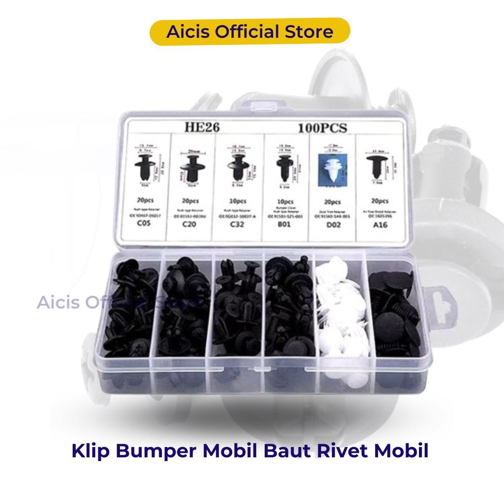 Jual Baut Rivet/Universal Klip Bumper Baut/Baut Rivet Mobil/100Pcs/Baut ...