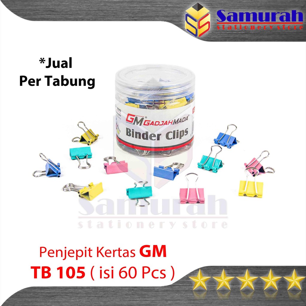 Jual Binder Clip 105 Gadjah Mada Warna Pastel ( Box ) isi 60 pcs / GM ...