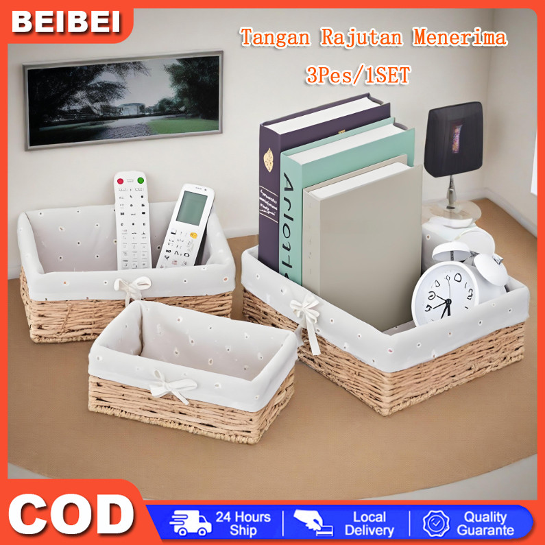 Jual Keranjang penyimpanan rotan buatan tangan, kotak penyimpanan ...