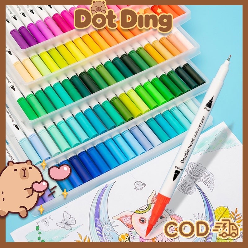 Jual [DOTDING] 12/24/36/48/60/80 Spidol Warna Set Brush Pen Double Tip ...