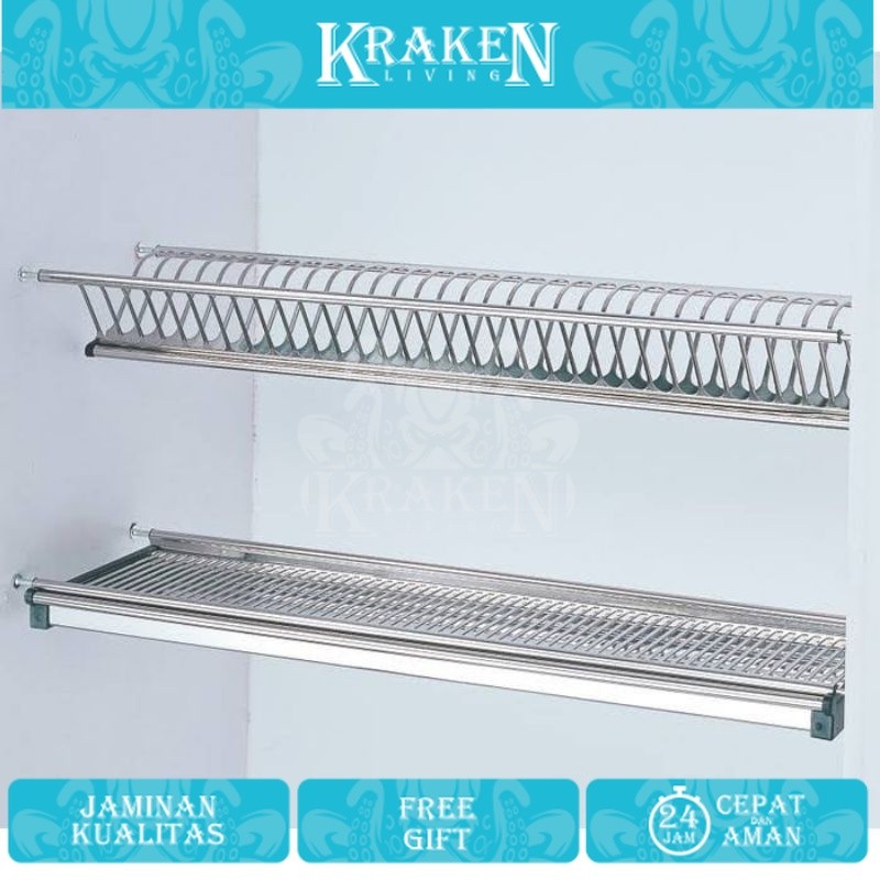 Jual Rak Piring Gelas Gantung Tatakan Lemari Kitchen Set Stainless ...