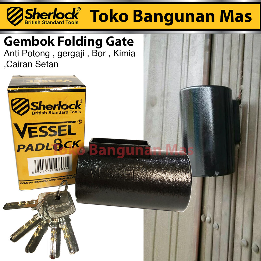 Jual Gembok Folding Gate SHERLOCK Gembok Tabung Vessel untuk Folding ...