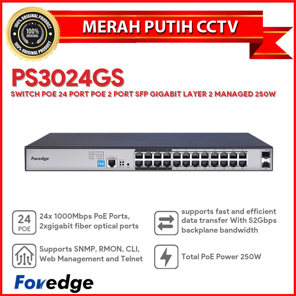 Jual FOREDGE PS3024GS SWITCH POE 24 PORT POE 2 PORT SFP GIGABIT LAYER 2 ...