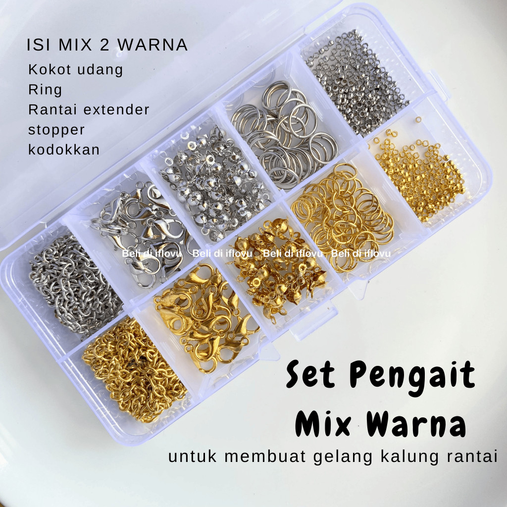 Jual Set Manik Mote 1 Box Crafting Kit Set Pengait Lengkap Mix Warna ...