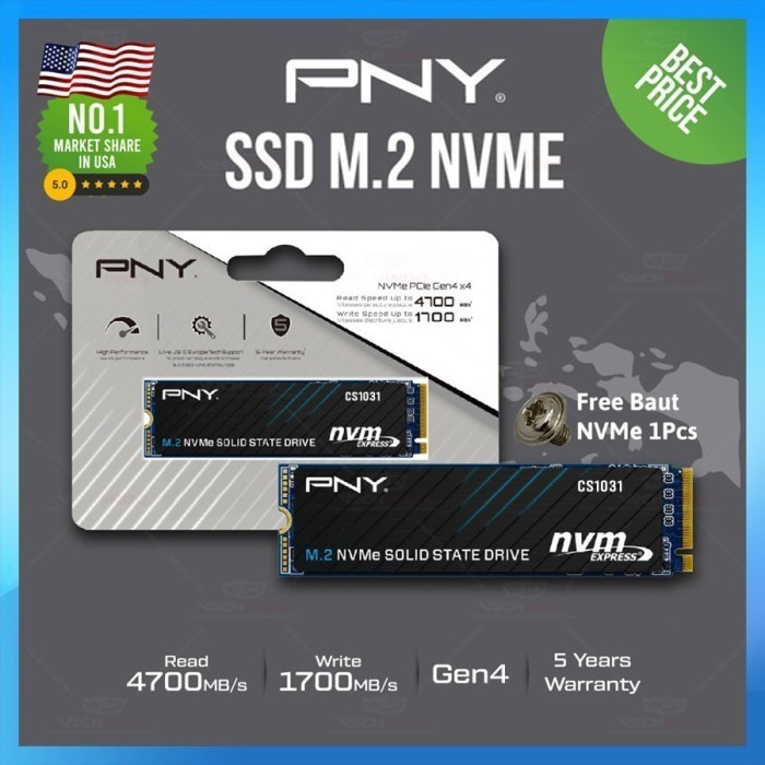 Jual SSD NVMe M.2 PNY CS1031 PCIe | SSD Nvme M2 PNY CS-1031 2080 PCIe Gen 3 X4 2280 - Top Brand ...
