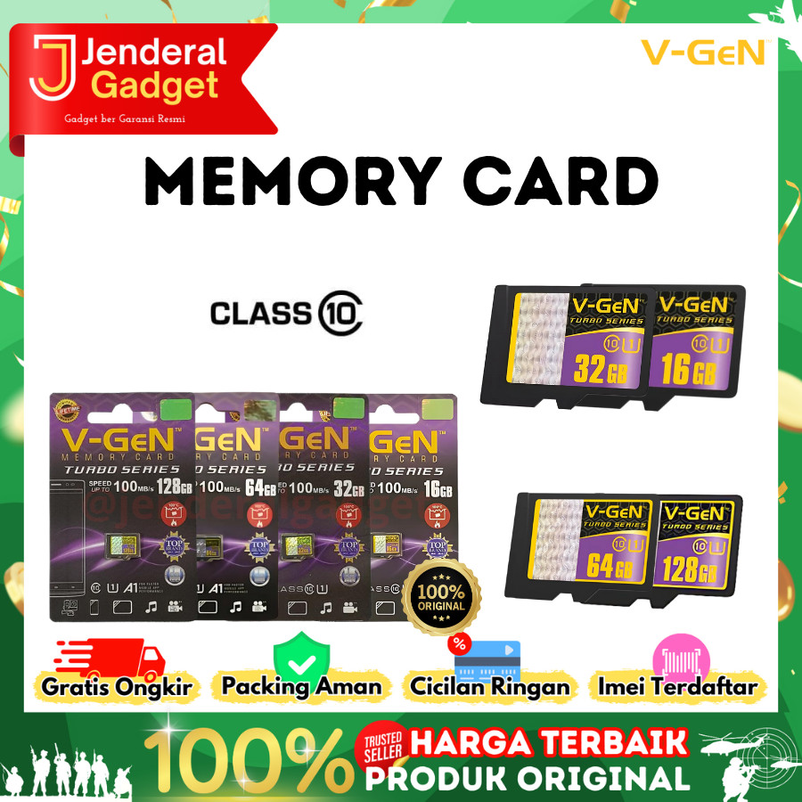 Jual V-GeN Memory Card Class 10 16GB,32GB,64GB & 128GB | Shopee Indonesia