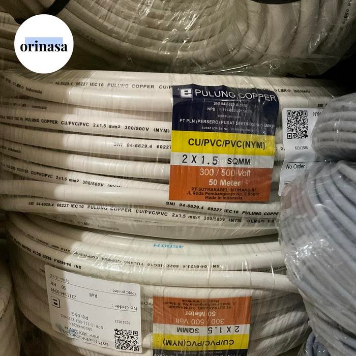 Jual Kabel Listrik NYM Pulung Rol 2x1.5 2x1,5 50M 50 Meter SNI | Shopee ...