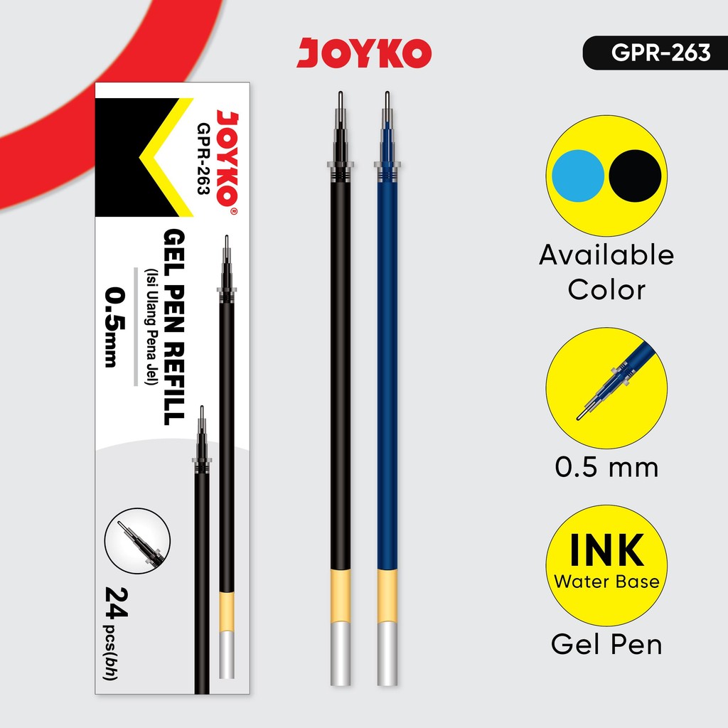 Jual JOYKO Gel Pen Refill Isi Ulang Pen 1 Pack GPR-263 Isi 24 Pcs ...