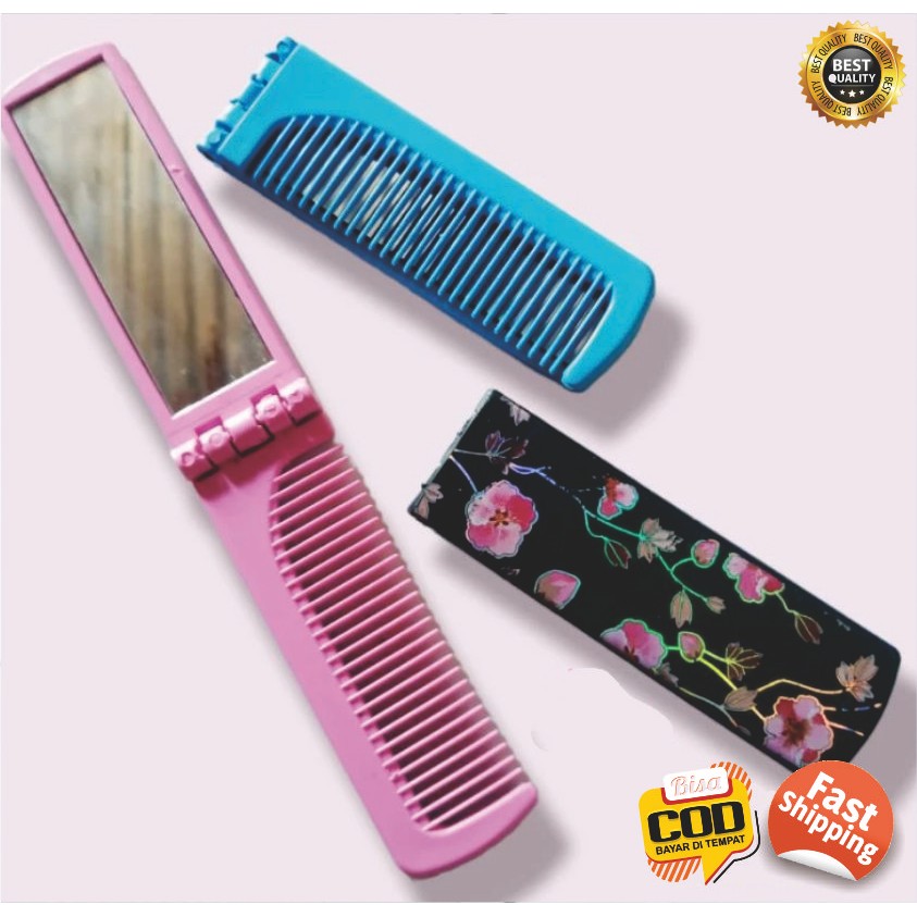 Jual 2in1 Sisir dan Cermin Kaca Lipat Suri Serit Rambut Kaca Folding ...