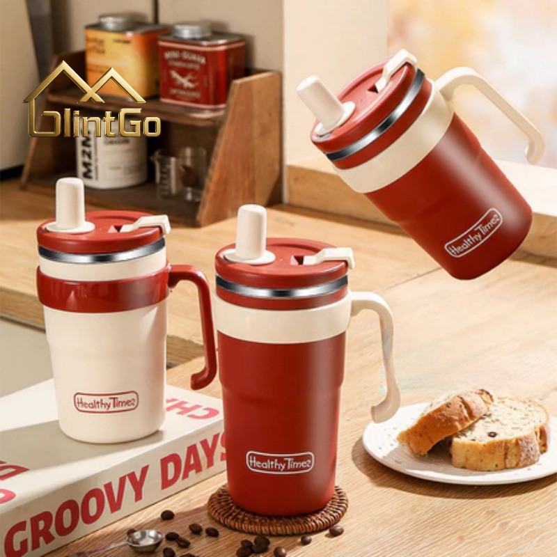 Jual Coffee Mug Tumbler Stainless Steel Tumbler Handle Botol Minum 2in1 ...