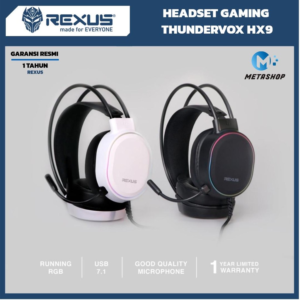 Jual REXUS HX9 Headset Gaming Thundervox RGB USB Plug Surround 7.1 ...