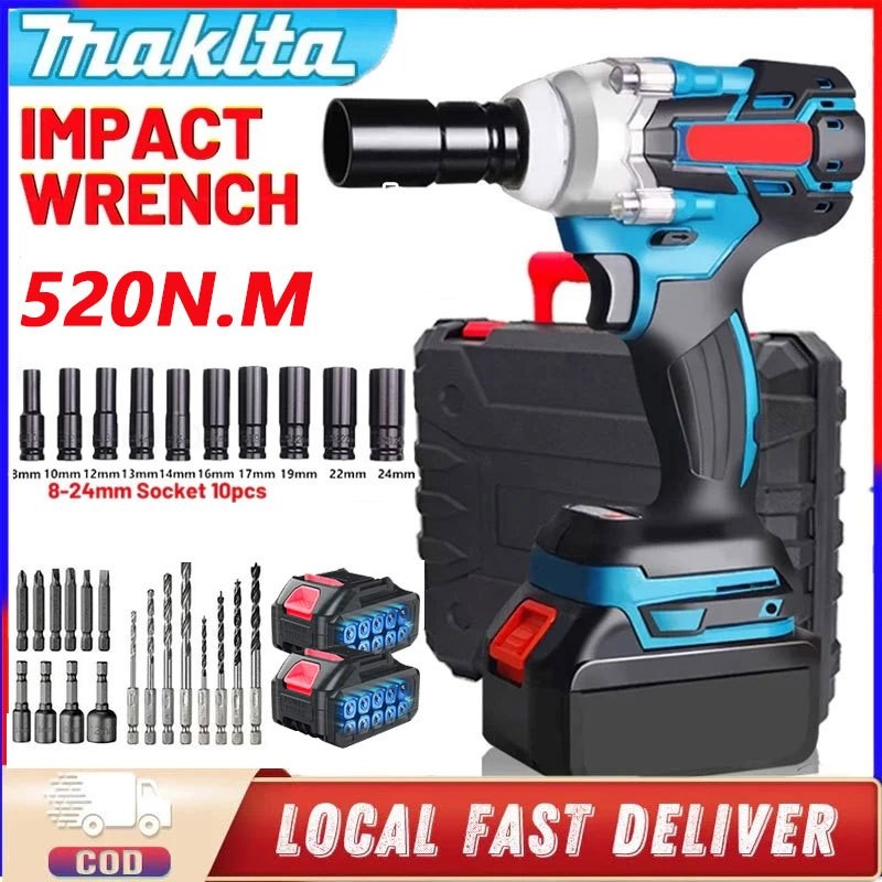 Jual Impact Wrench 588V 520NM Cordless Brushless Mobil Impact Serbaguna 2 Baterai Impek Baterai ...