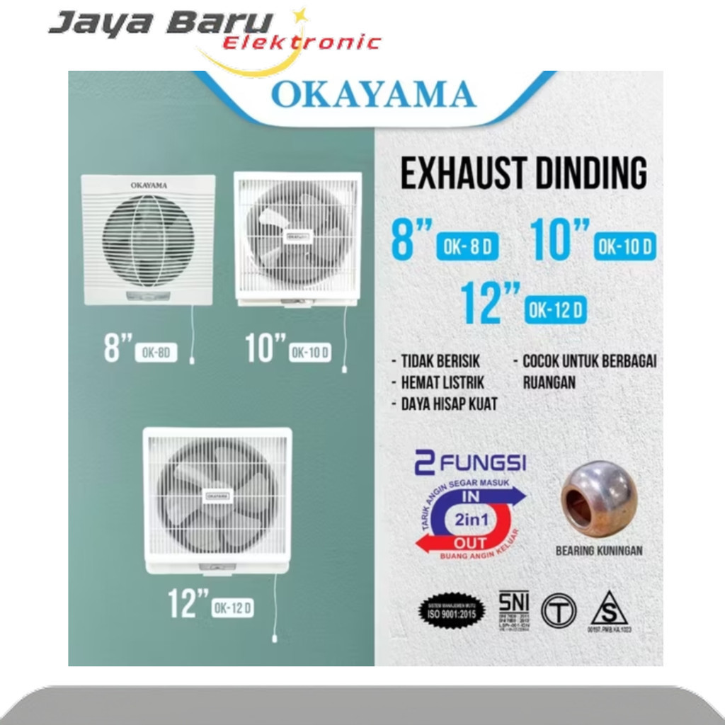 Jual OKAYAMA 8/10/12 inch Kipas Angin Exhaust fan Hexos Dinding OK8D/OK10D/OK12D Penyedot Udara ...
