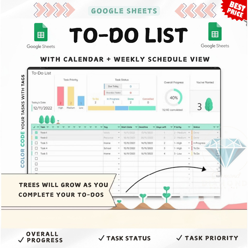 Jual (41) To Do List Spreadsheet Template | Buat Aktivitas Anda Jadi ...