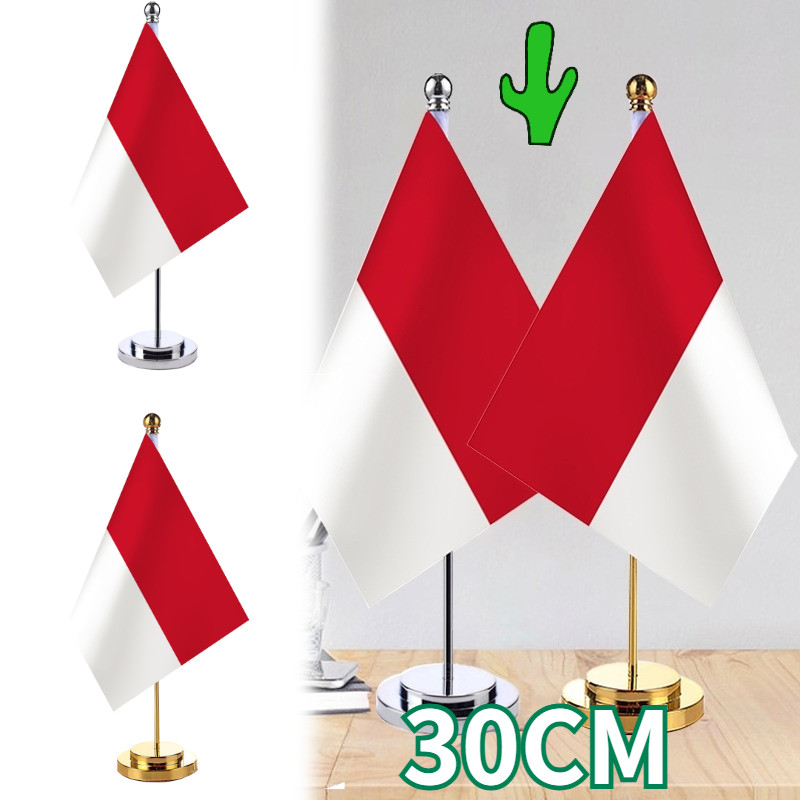 Jual 1set Bendera Dan Bendera Metal Merah Putih Flag Pole Tiang Meja ...