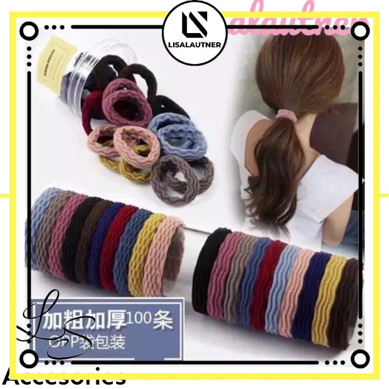 Jual 20pcs ikat rambut donat elastis / kunciran rambut donat motip ...