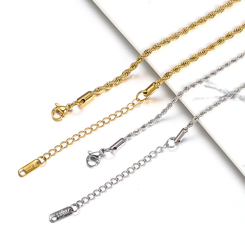 Jual Rantai Kalung Titanium Model Rantai Ulir Tambang Bahan Titanium ...