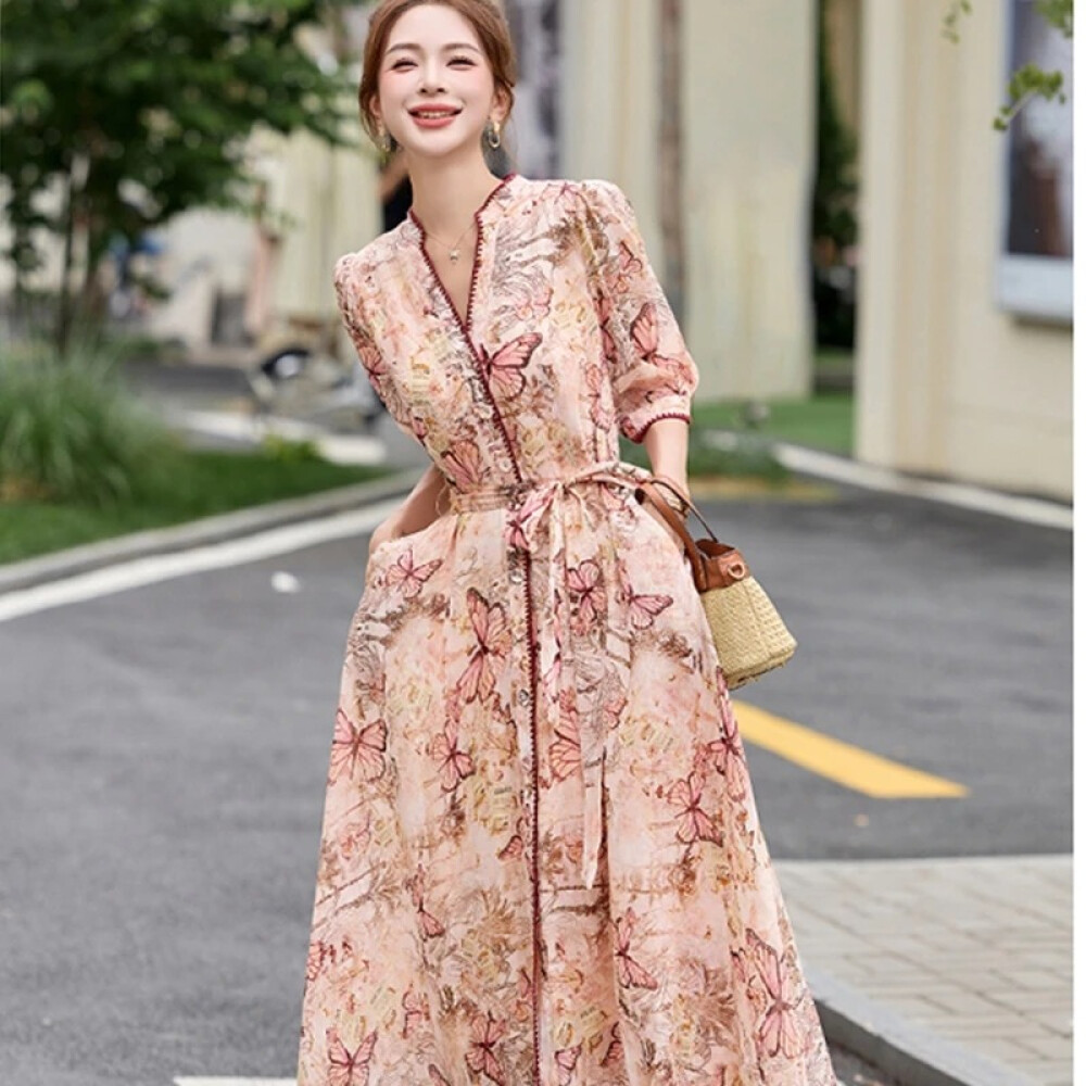 Jual Gaun Lengan Pendek | Bermotif Cetak | Original By FADFAD | V Neck ...