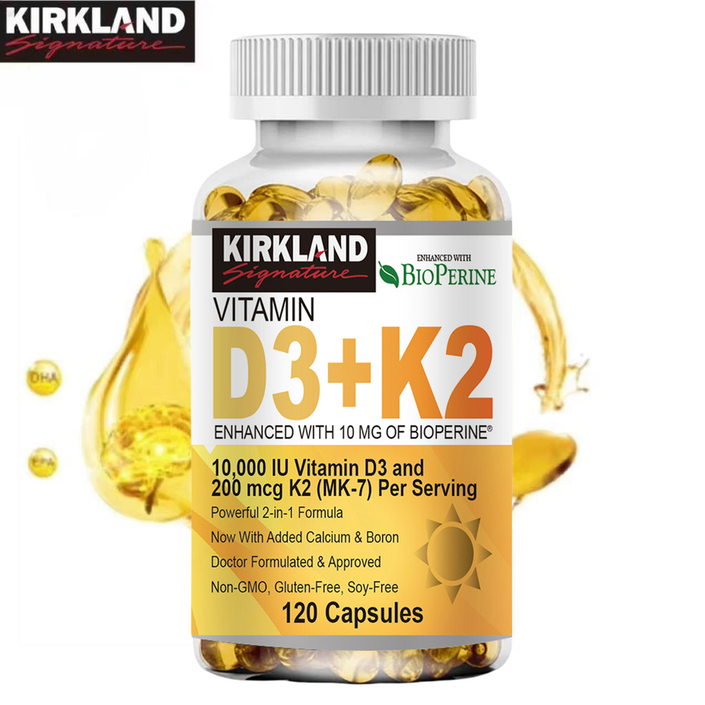 Jual KIRKLAND Vitamin D3 K2 Capsules 10000 IU (250mcg) D3 + 200mcg K2 MK7 Supports bones, teeth ...