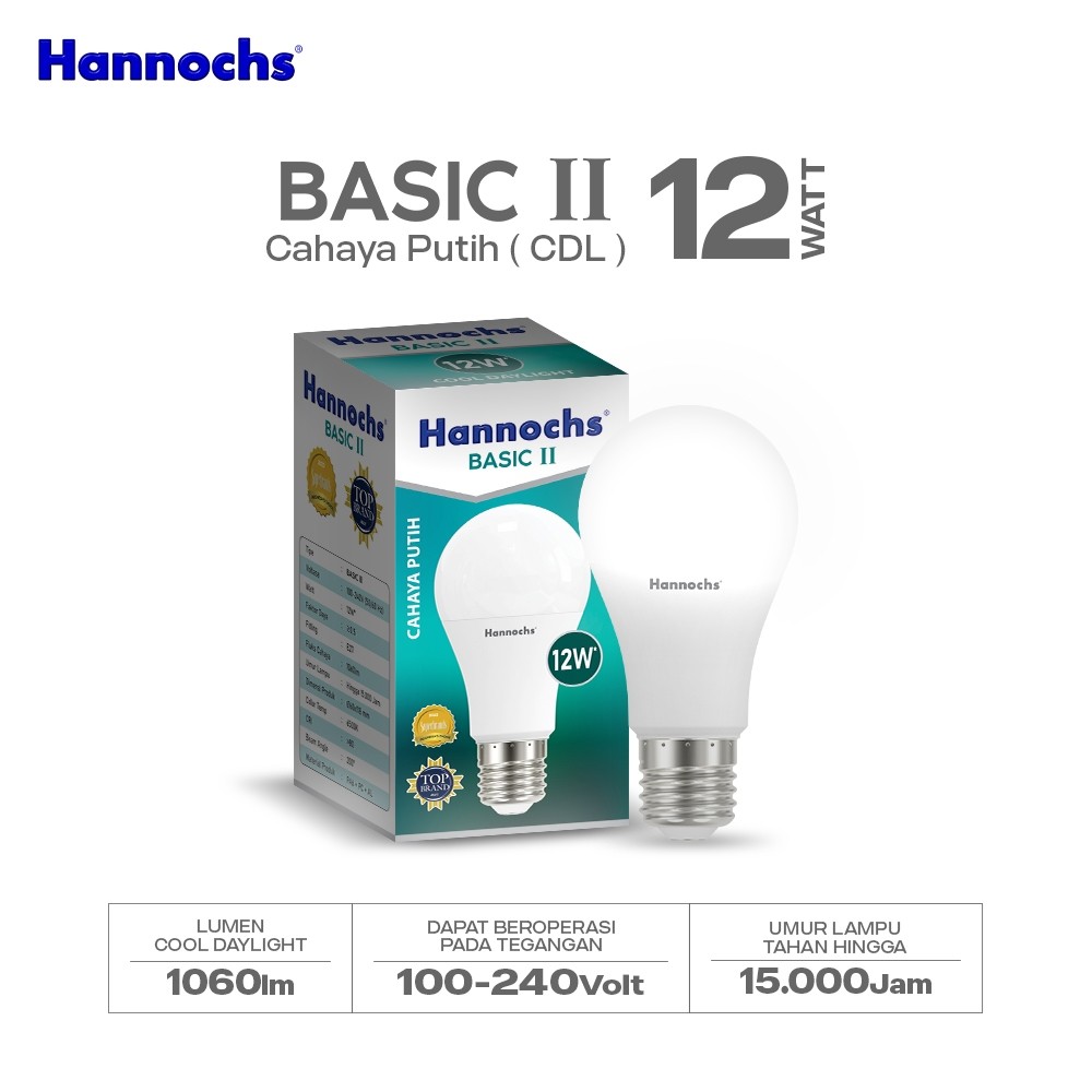 Jual Hannochs Lampu Bohlam LED Basic II 12 watt Cahaya Putih | Shopee ...