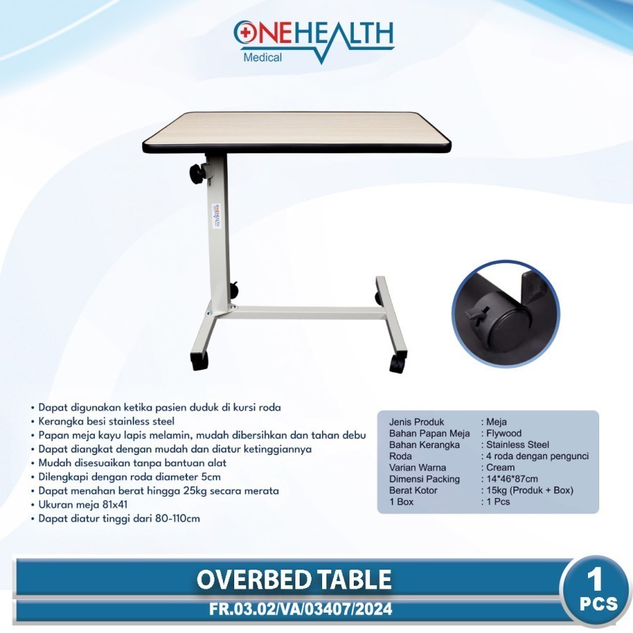 Jual ONEHEALTH Overbed Table Meja Mayo Besi Tempat Makan Pasien Rumah Sakit | Shopee Indonesia