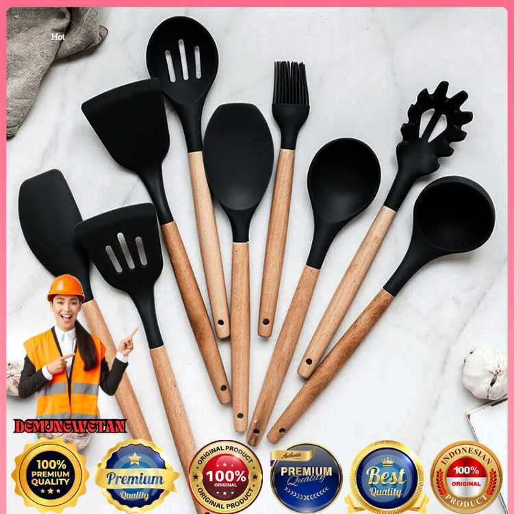 Jual RLZone Set Spatula Silikon 9in1 Alat Masak Dapur Sutil Tahan Panas - KT397 | Shopee Indonesia