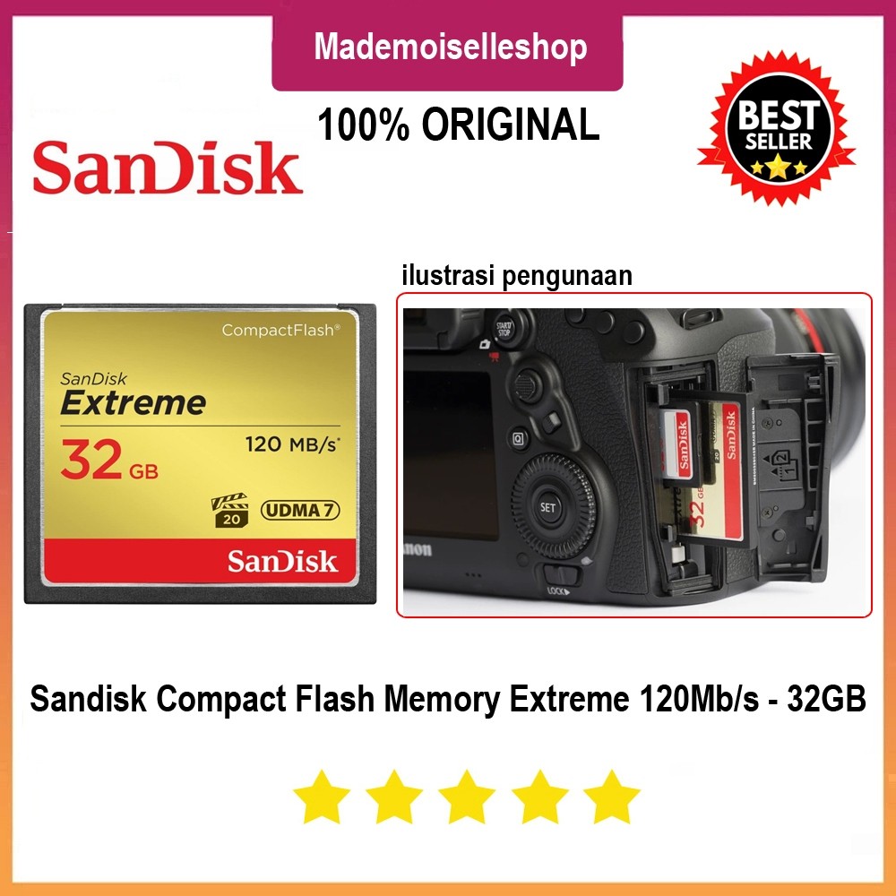 Jual SanDisk Memory Card CF Compact Flash Extreme (120MB/s) - 32GB ...