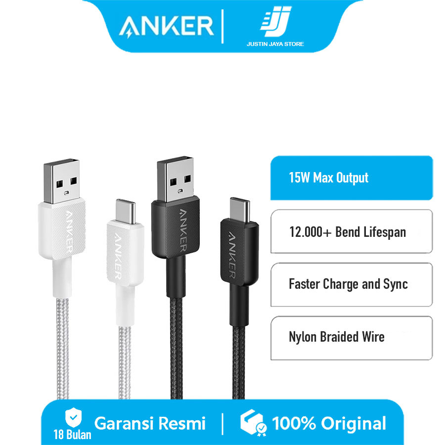 Jual Anker Kabel Charger 322 USB A to Type C 15W Fast Charging 90 cm ...