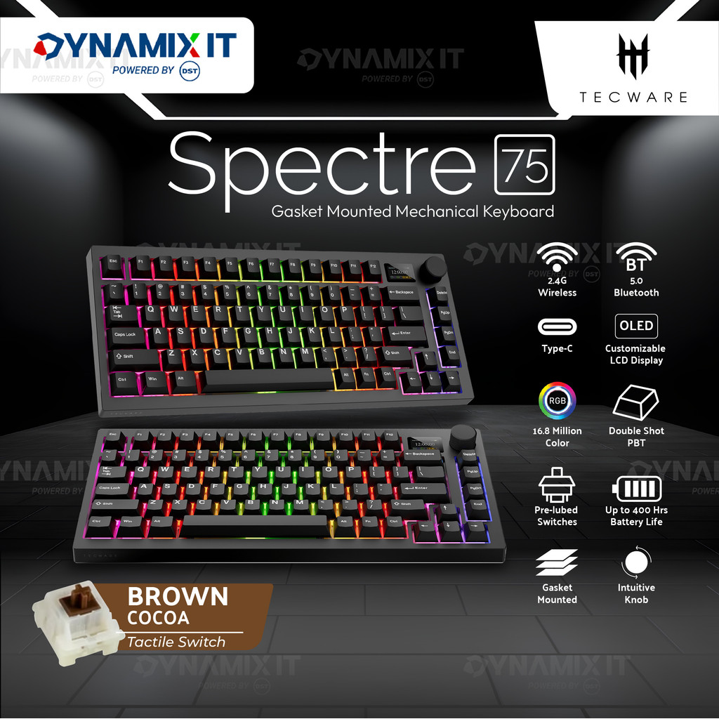 Jual Tecware Spectre 75 Gasket mounted Wireless Keyboard with LCD and ...