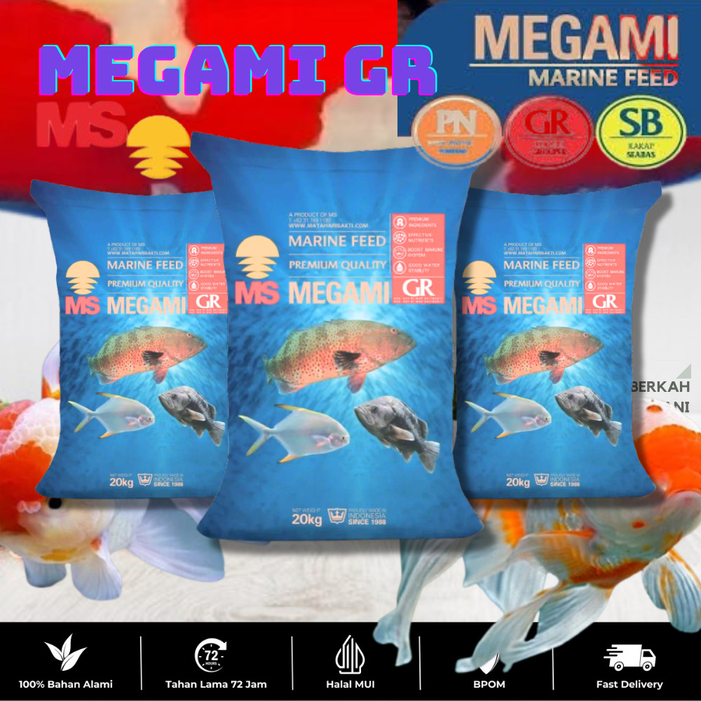 Jual MEGAMI GR SINKING 5Kg Pakan Sinking Pelet Ikan Kerapu Ikan Laut Ikan Predator Protein 48% ...