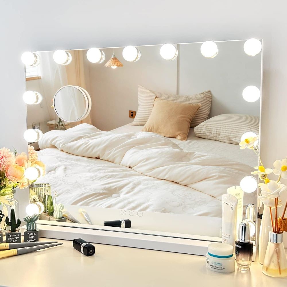 Jual Chinese Hollywood makeup mirror with 15 Dimmable LED Bulbs,3 Color ...