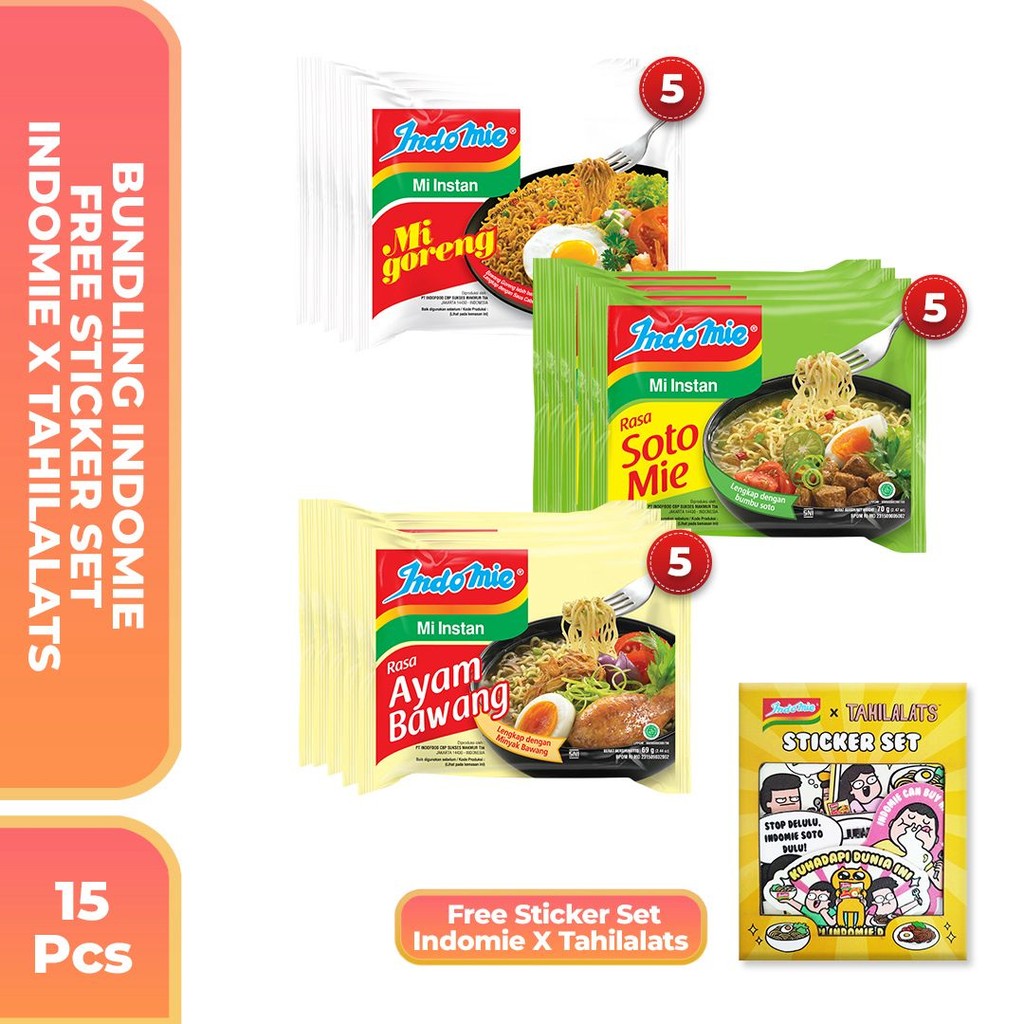 Jual 15 PCS - Bundling Indomie Free Sticker Set Indomie X Tahilalats ...
