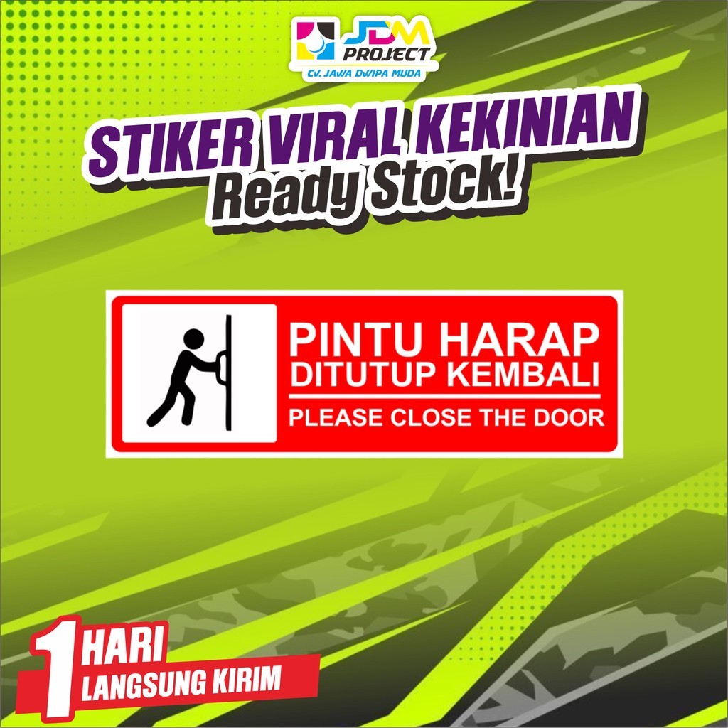 Jual Cetak Kilat - Sign Sticker label pintu harap ditutup kembali ...