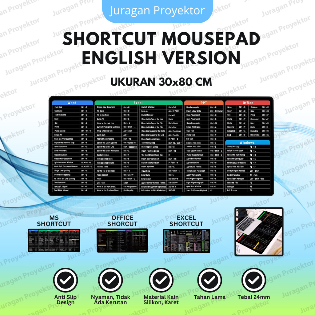 Jual EXCEL MOUSEPAD MOUSE PAD SHORTCUT - OFFICE - MS SHORTCUT Word ...