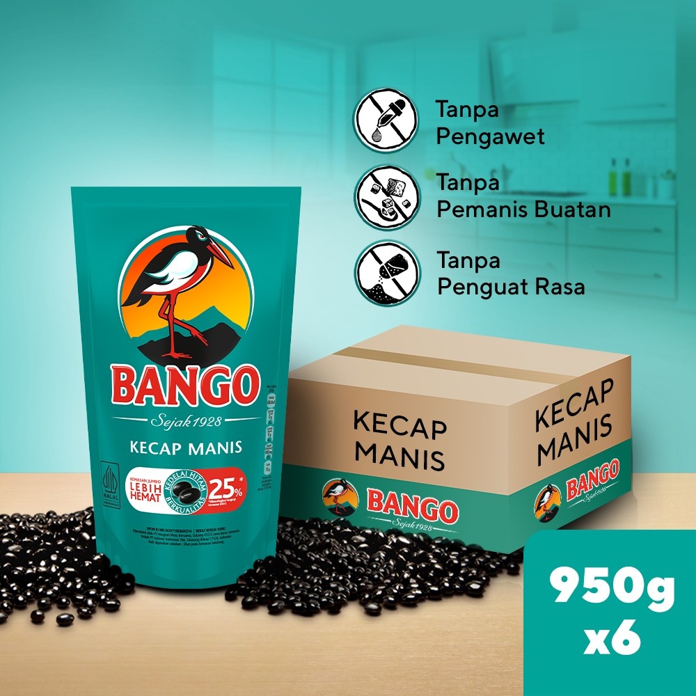 Jual Bango Kecap Manis Refill Pouch Besar 950G x 6 | Shopee Indonesia