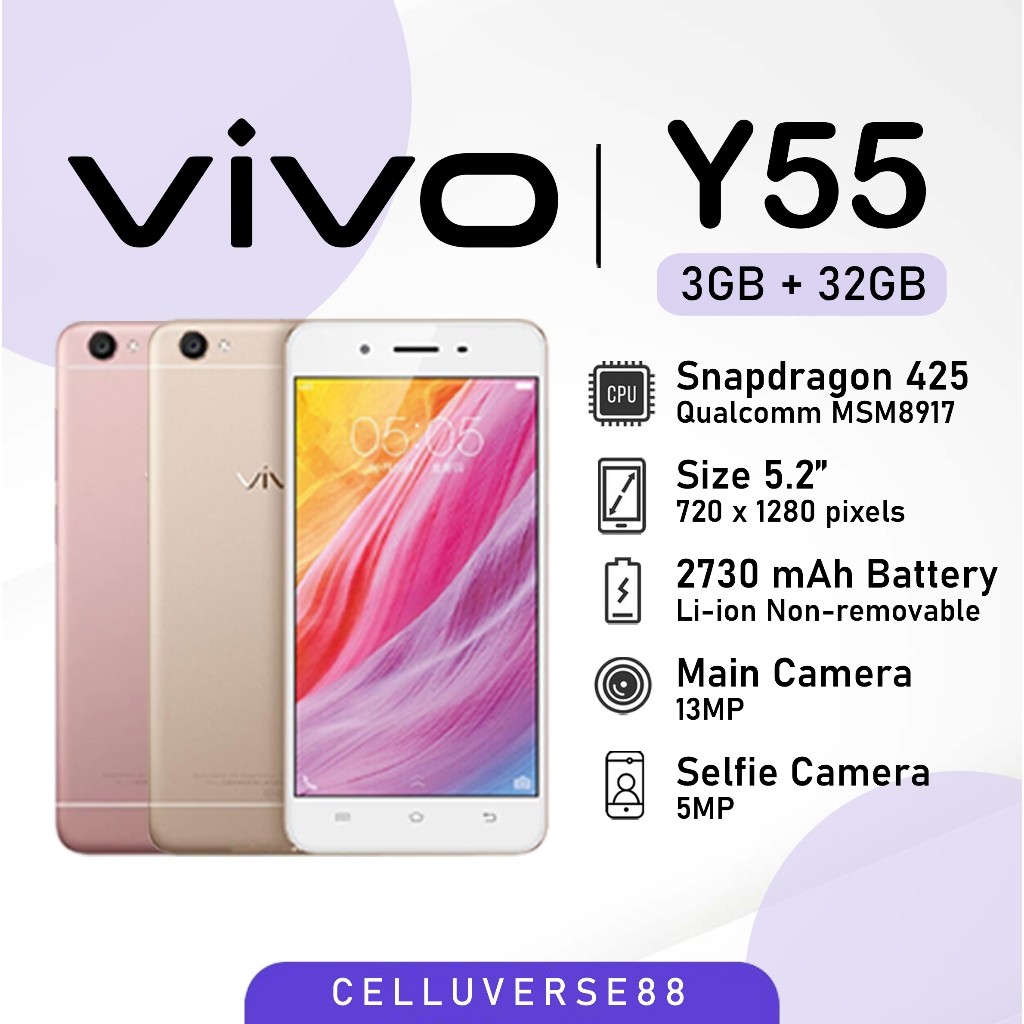 Jual HP VIVO Y55 RAM 3/32GB 4G Smartphone Android CO | Shopee Indonesia