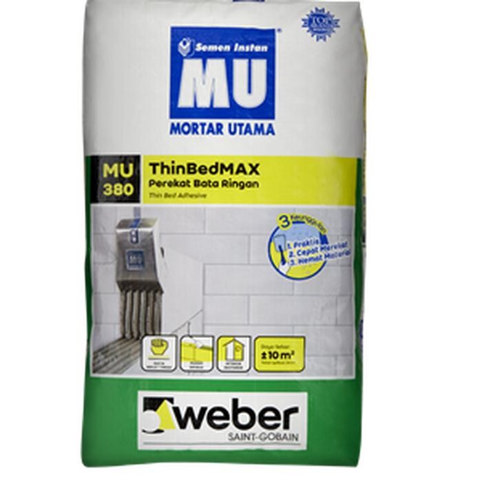 Jual MU 380 Perekat Bata Ringan Hebel 40 kg Mortar Semen Instant Lem ...