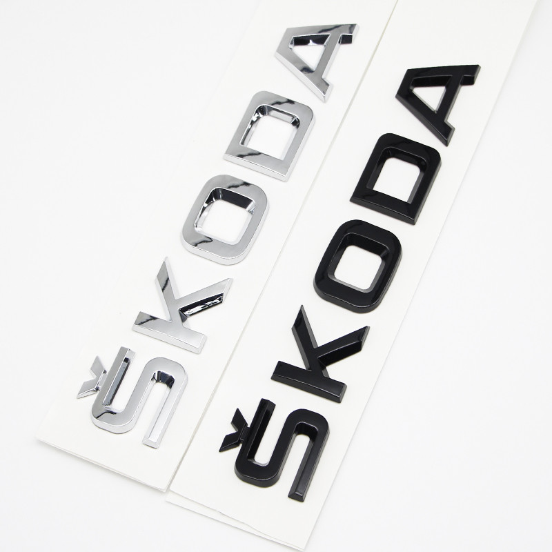 Jual 3D ABS Skoda Black Letters Car Rear Trunk Badge For Skoda series ...