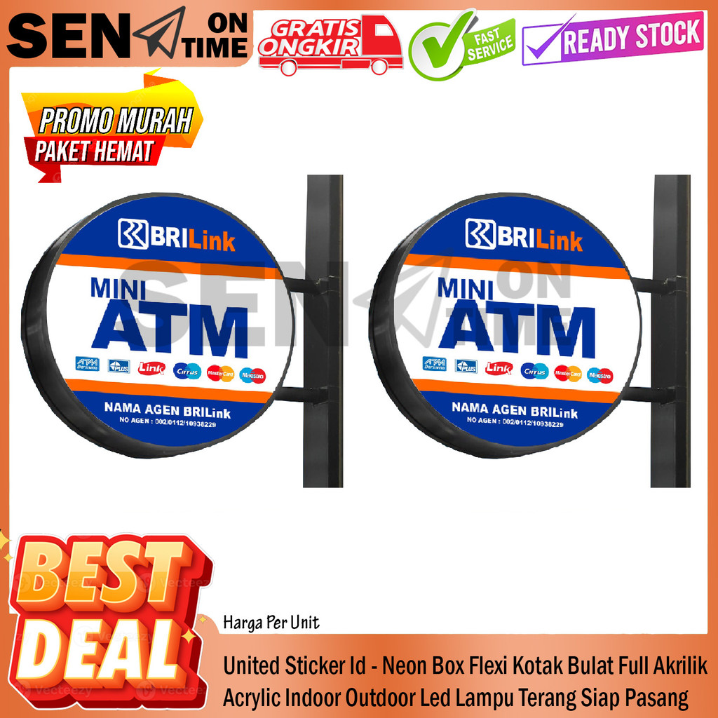 Jual United Sticker Id - Neon Box Flexi Kotak Bulat Full Akrilik ...